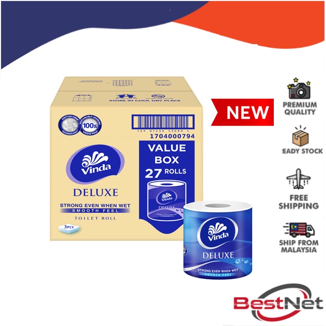 Vinda Deluxe Smooth Feel Toilet Tissue (27 Rolls) | Shopee Philippines