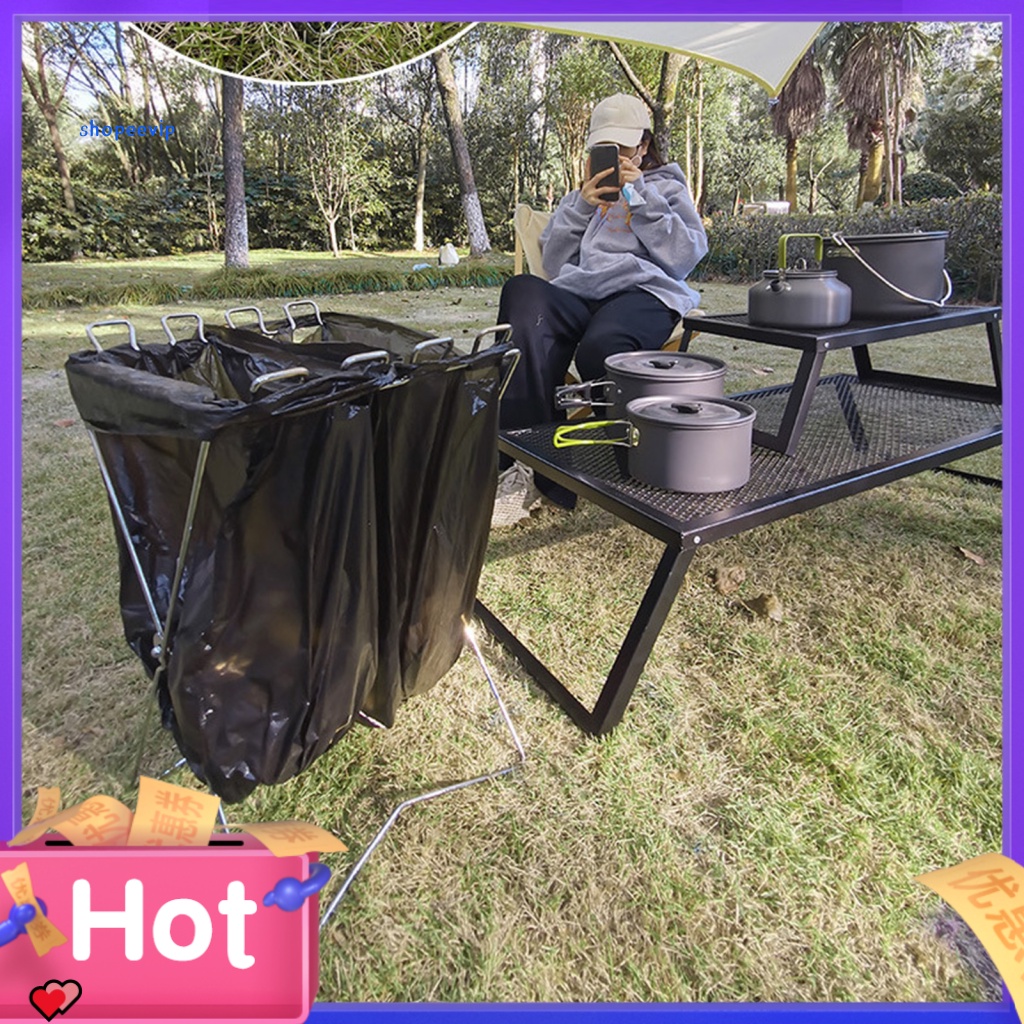 SPVPZ Iron Trash Bag Stand Foldable Lightweight Curved Design Rubbish ...