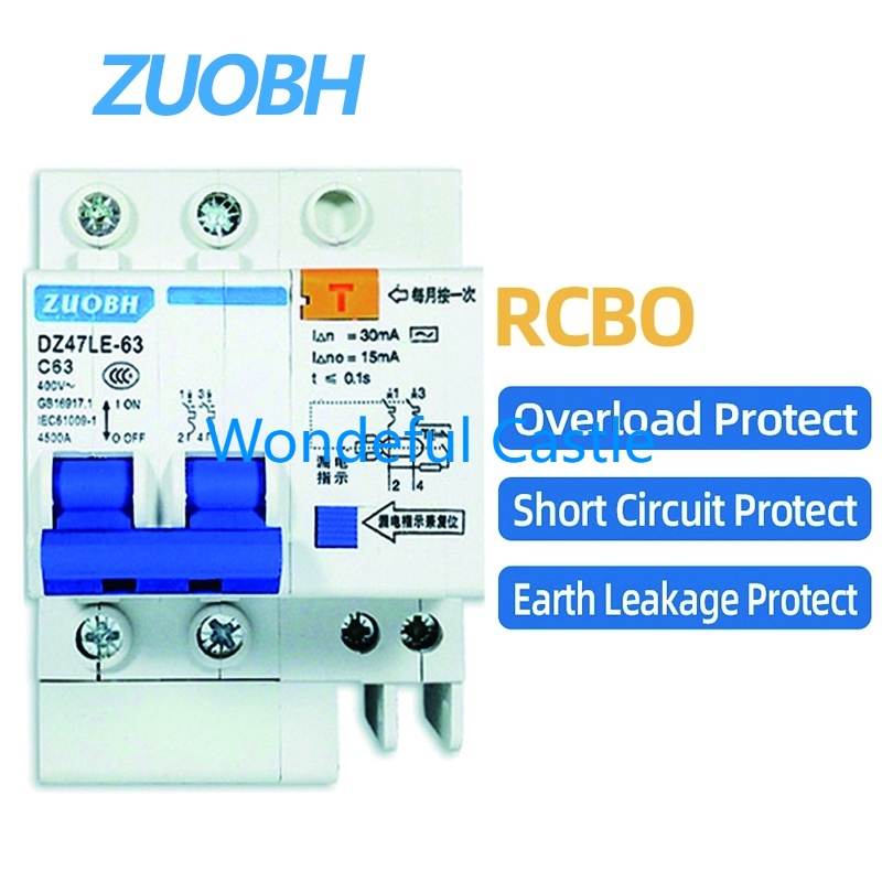 230V 2P 32A Residual Current Circuit Breaker MCB 30mA Overload Short ...