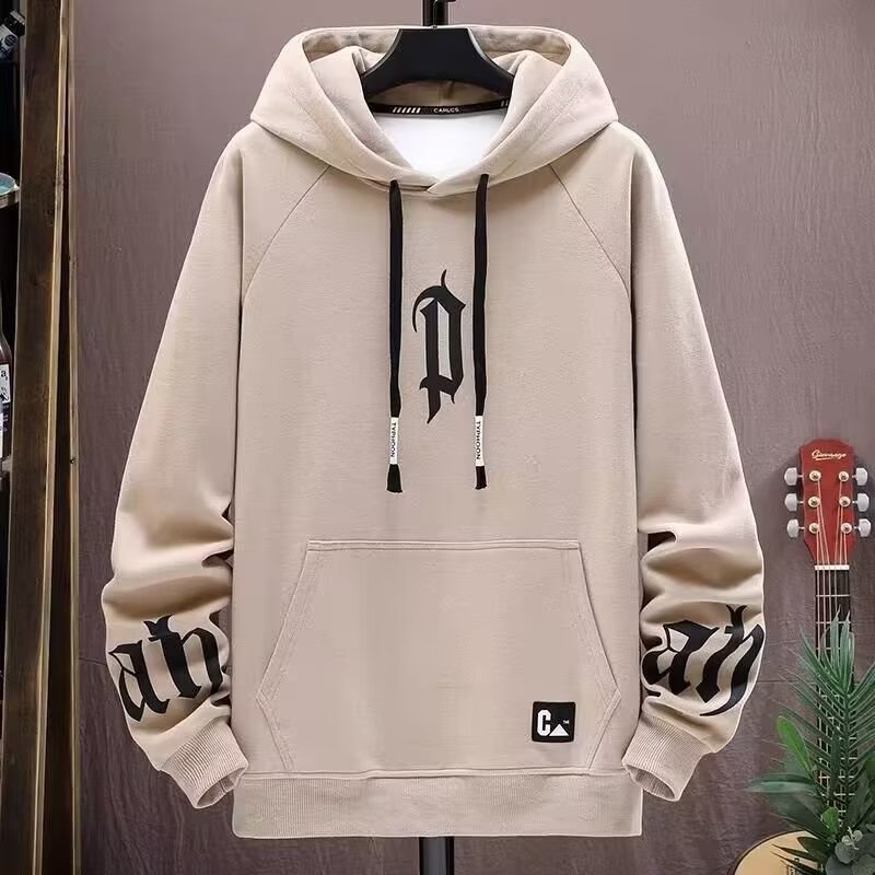 Hooded Sweatshirt Mens Autumn Winter Fleece Lining Long Sleeved