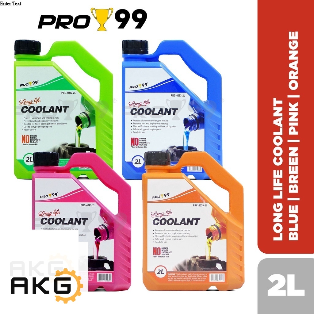 PRO99 Ready to use Long life coolant Green Pink Blue Orange 2L (2 ...