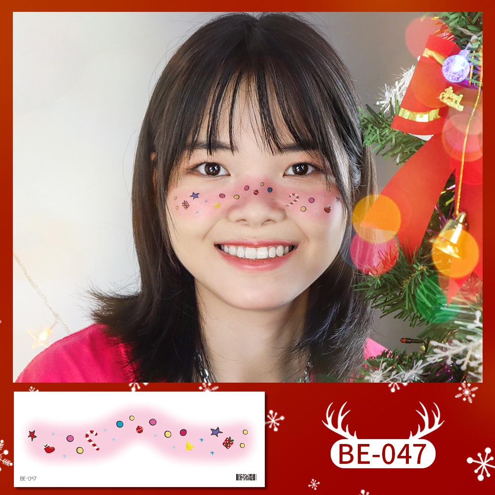 [Ready Stock] Christmas Face Tattoo Stickers Elk Santa Claus Snowflake ...