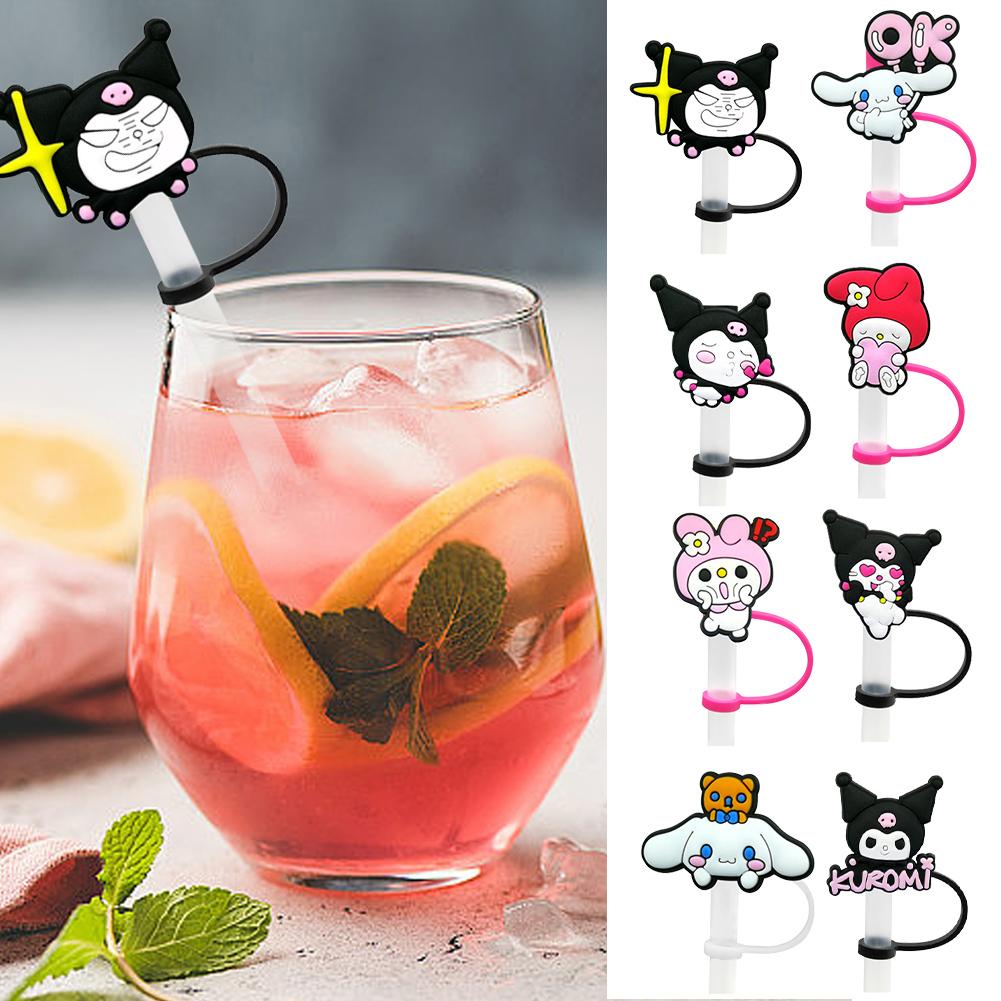 Cute Kuromi Straw Cover Straw Cap Silicone Dust Plug Cute Anime Party ...