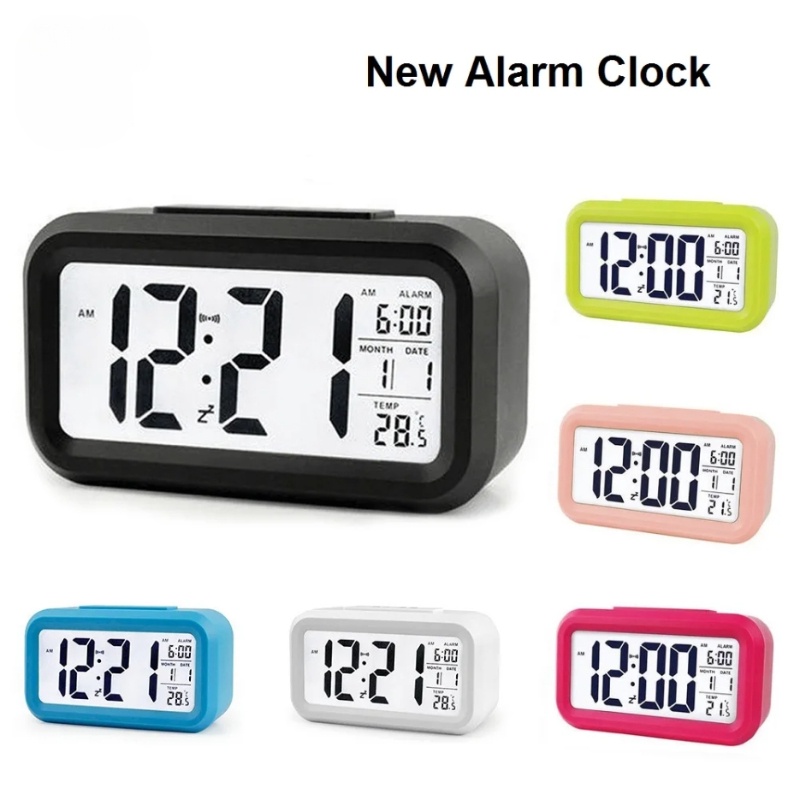 LED Clocks Student Mini Desk Clock Night Light Temperature Date Display ...