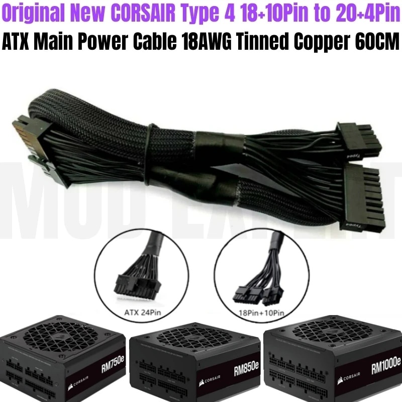 Original CORSAIR 18+10Pin to 24Pin Net ATX Modular Power Cable for ...