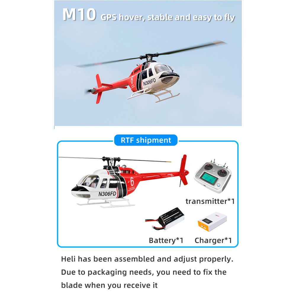 Fly Wing Bell 206 V3 RTF Helicopter 6 Channel 1:16 Scale Helicopter ...