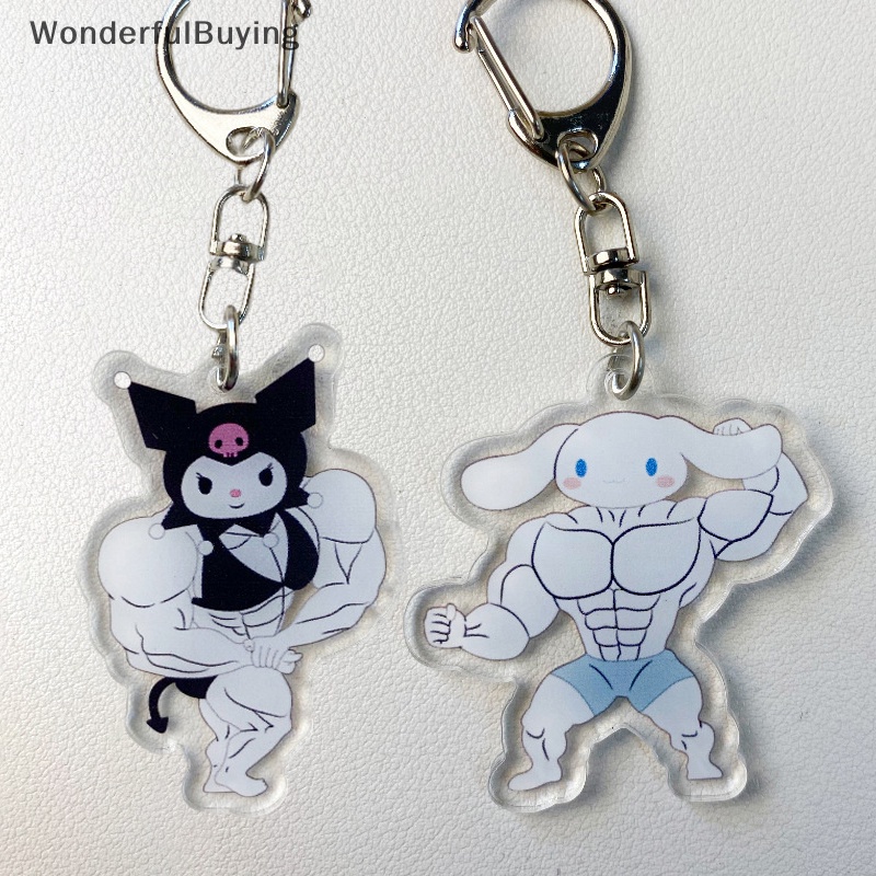 WBPH Belle Funny Sanrio Muscle Keychain Anime Hello Kitty Kawaii ...