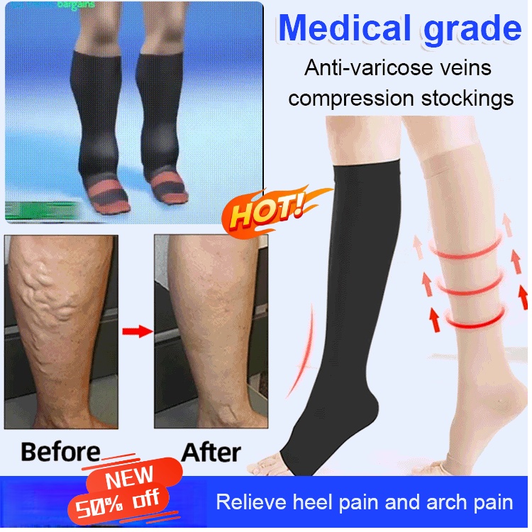 Anti-Varicose Veins Compression Stocking with zipper reduce edema ...
