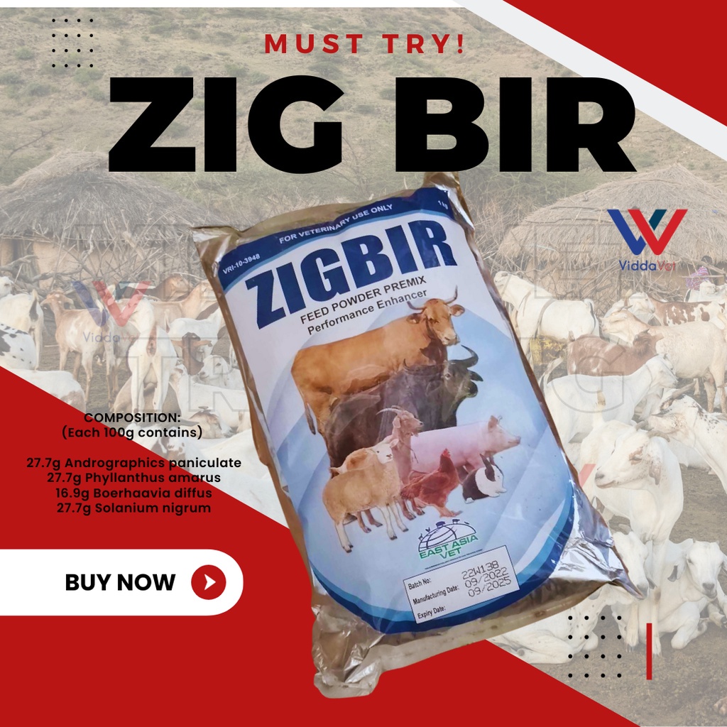ZIGBIR 1kg Feed powder Premix Performance Enhancer for livestock animals poultry farm animal cow ...