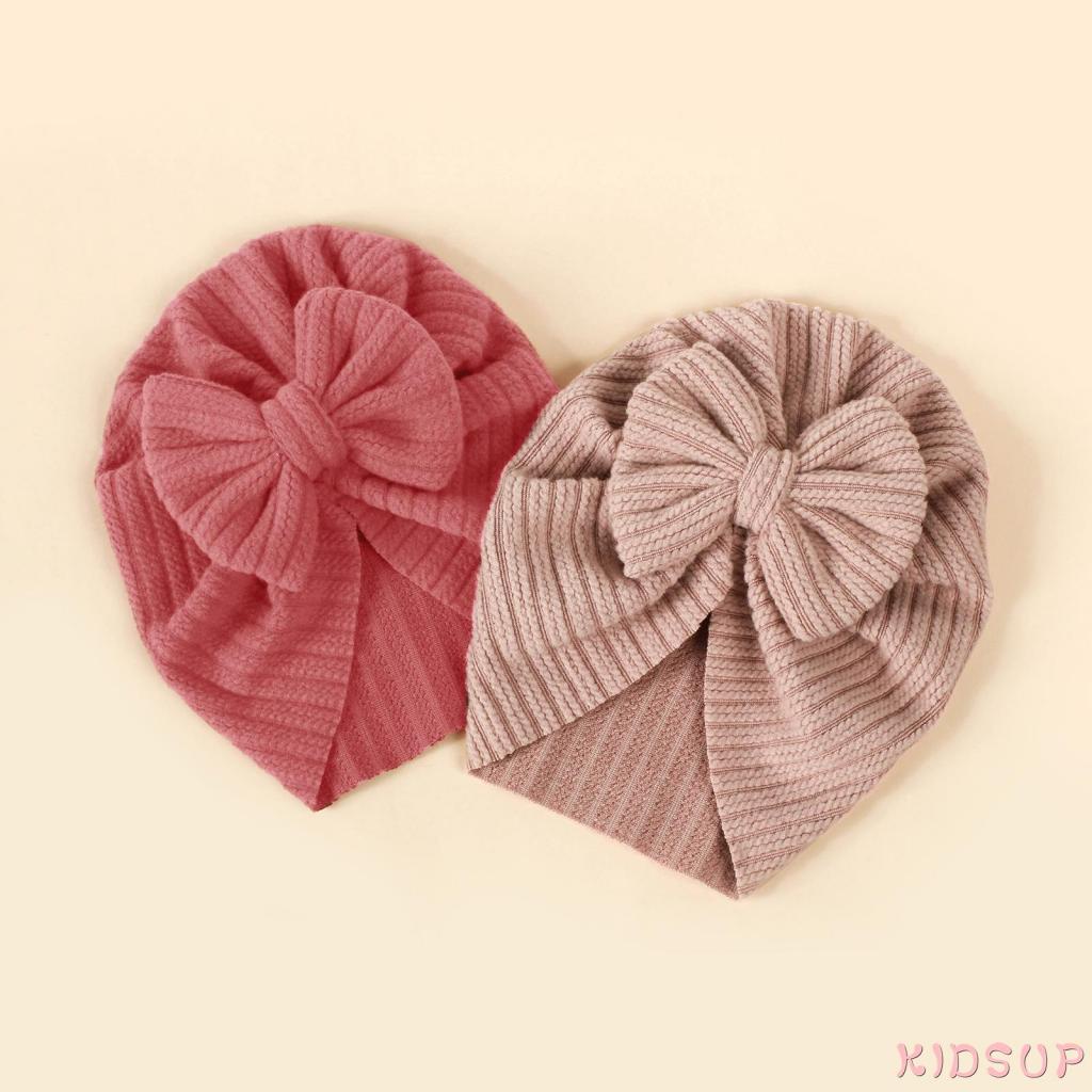 KIDSUP1-Cute Turban Hat Knit Cap Beanie Bonnet with Big Bowknot ...