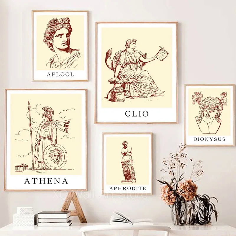 Classic Ancient Greek Mythology Nine Muses Poster Literature Art Canvas ...
