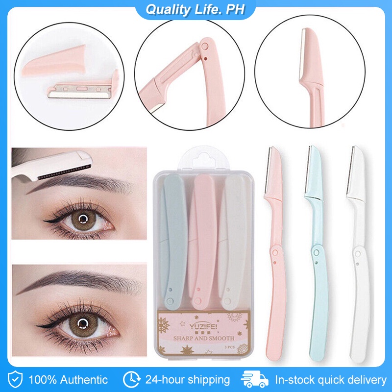 3Pcs Portable Eyebrow Trimmer Foldable Hair Remover Beginner Eyebrow ...