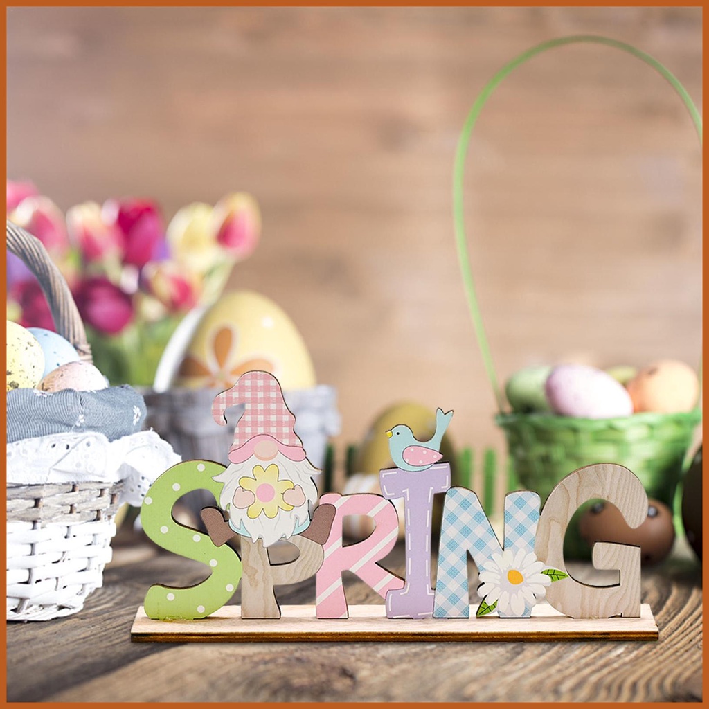 Wooden Easter Decor Cute Wooden Easter Word Sign Spring Decor Exquisite ...