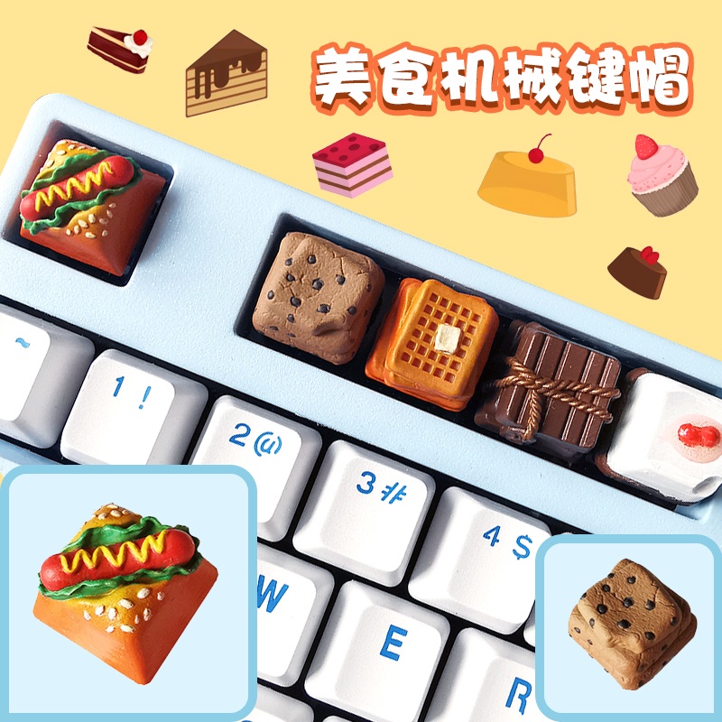 Customized 3D Mechanical Keyboard Gourmet Keycap Handmade Resin Hot Dog ...