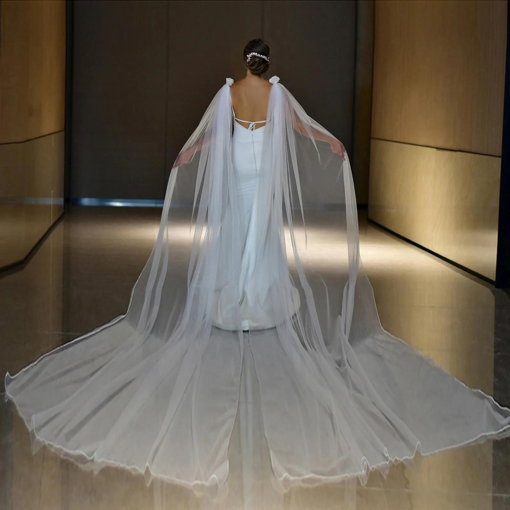 Elegant Bridal Shawl Cape Long Tulle Women's Evening Dresses, Cloak ...