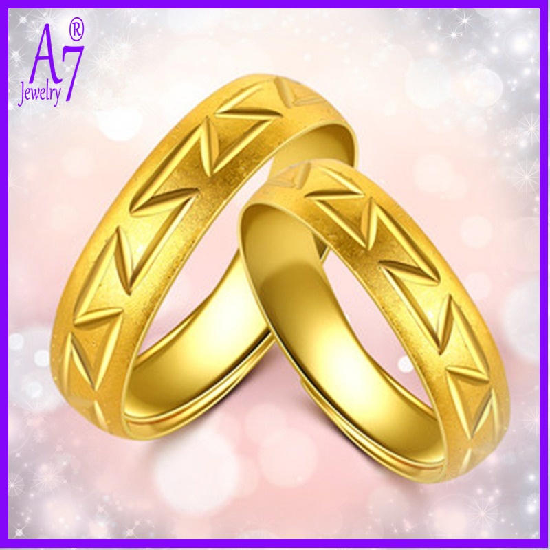 916 Gold Love Gear Men and Women Wedding Rings Not Easy to Fade Color ...