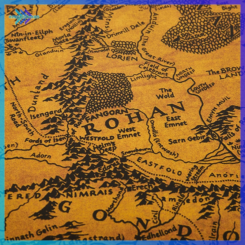 EPMN> The Rings Middle Earth Map The Retro Kraft Paper Poster ...