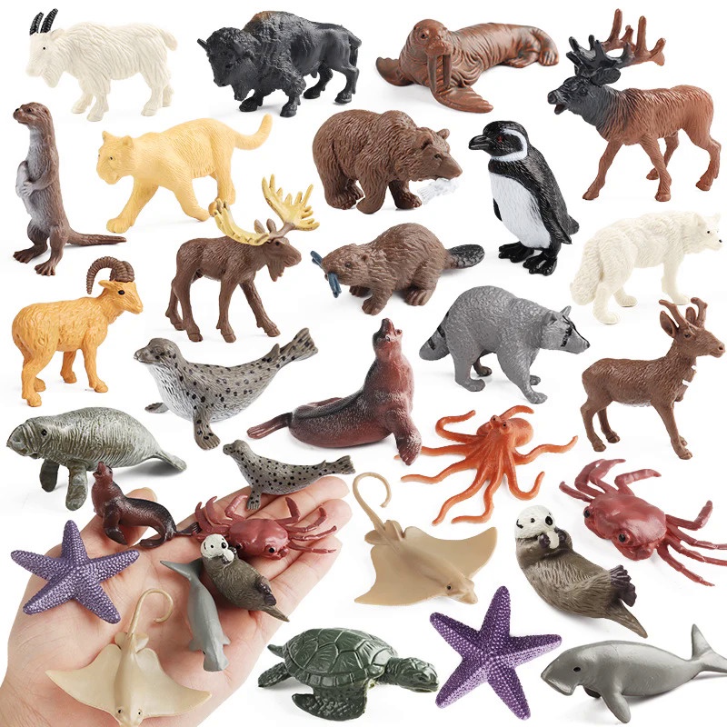Miniature Zoo Cow Cat Shark Horse Dinosaur Animals Model Set Action ...