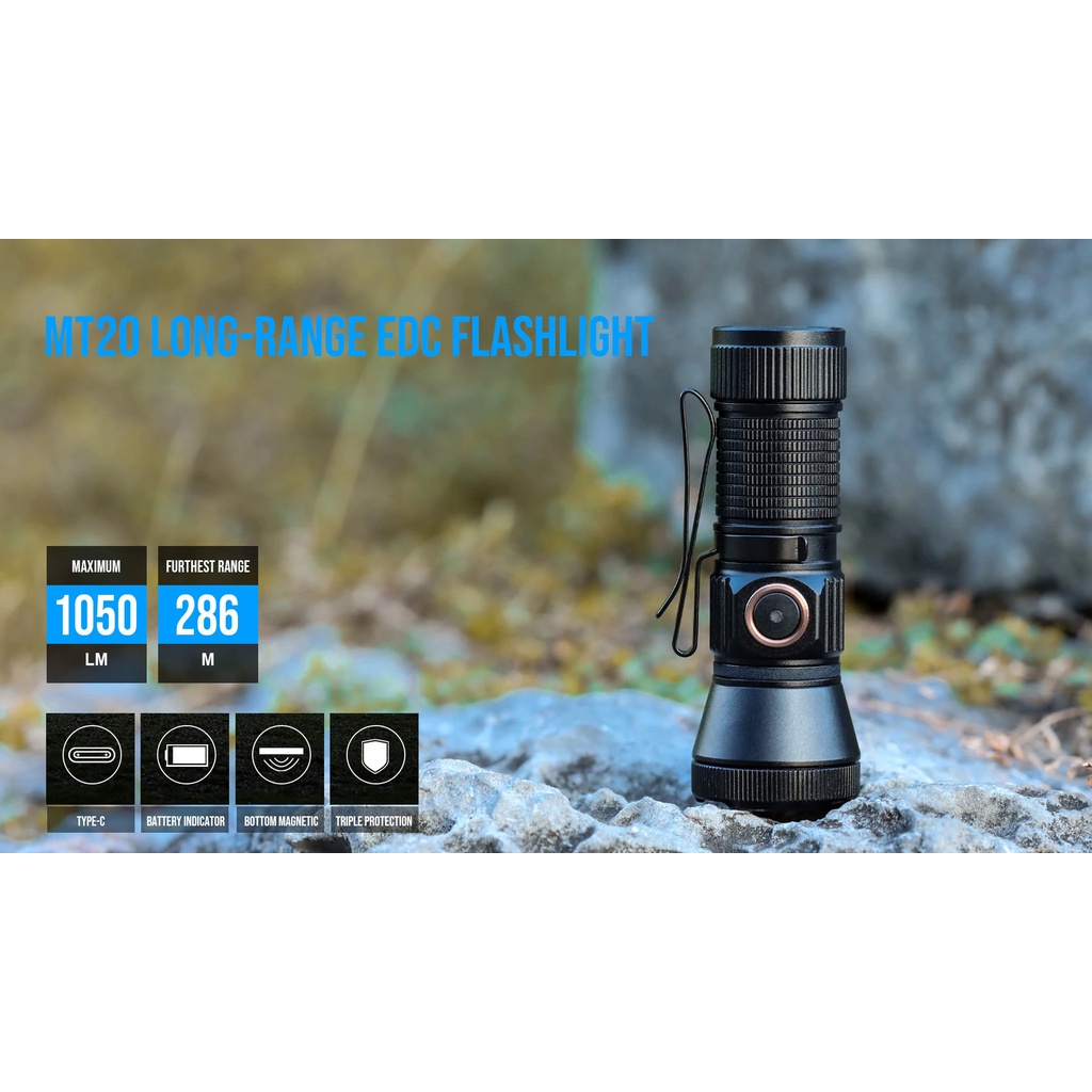 Trustfire MT20 Rechargeable EDC Flashlight 1050 Lumens Type USB C ...