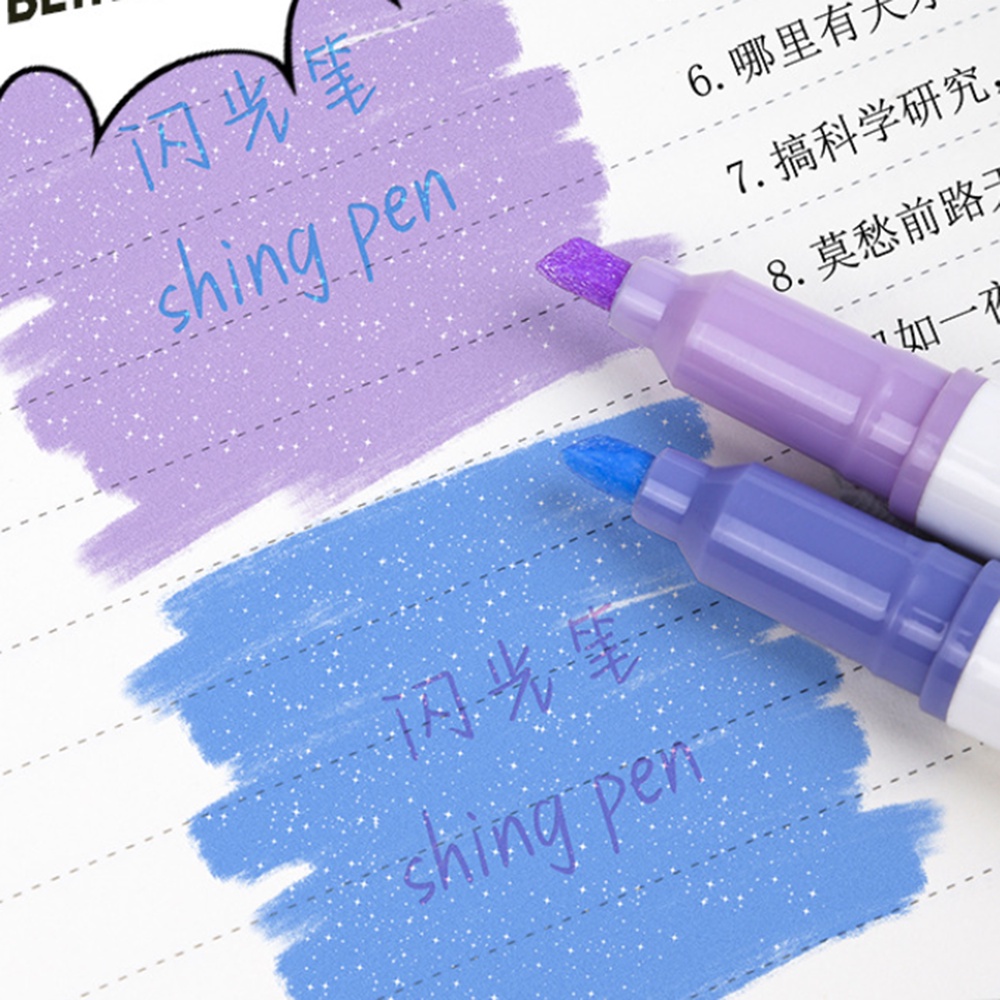 4Pcs/Set Shiny Glitter Highlighter Metallic Color Marker Pens Student ...
