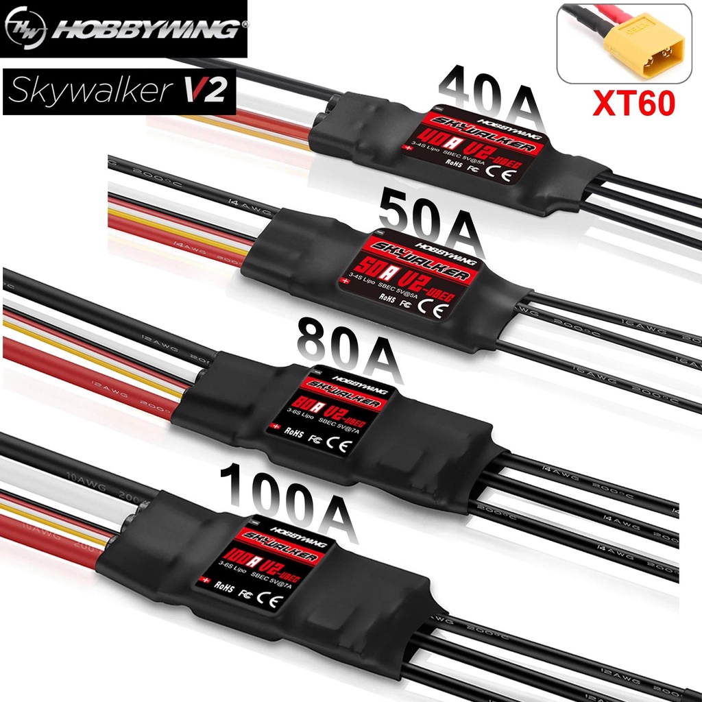 Hobbywing Skywalker Brushless ESC 15A 30A 40A 50A 60A 80A 100A V2 UBEC ...
