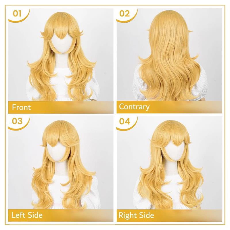 Lord Shengda Peach Blossom Princess cosplay Mario Wig Yellow Backward ...