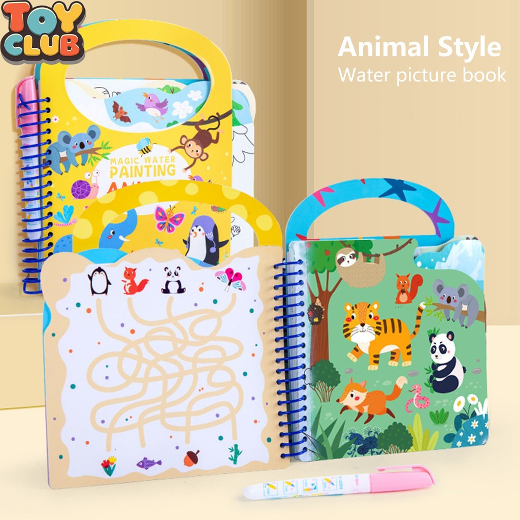 Kids Magic Water Coloring Book Reusable Water Colouring Learning ...