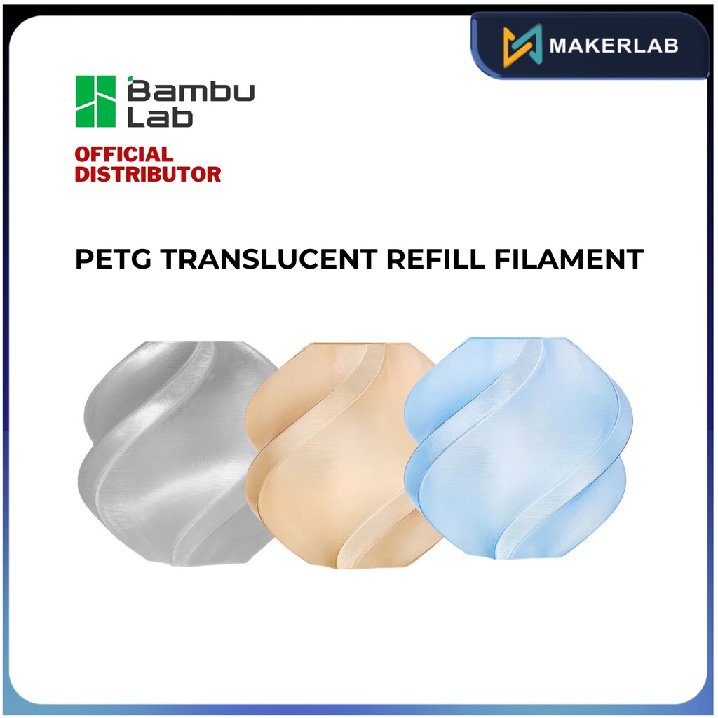 Bambu Lab PETG Translucent Refill 3D Printer Filament 1.75mm 1KG ...