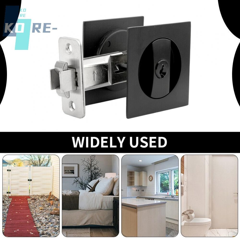 Privacy Hardware Double Hook Pocket Door Lock Bed Black Square Recessed ...