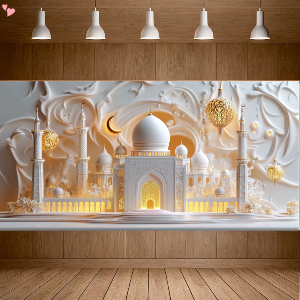 Eid Mubarak Backdrop Islamic Mosque Ramadan Aladdin Moroccan Golden ...