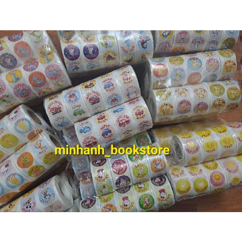 Set of 10 rolls of English compliment sticker, each roll has 500 ...