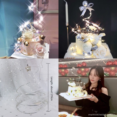 INS POP SiLver Ball & Star Cake Topper Cake Decoration Romantic ...