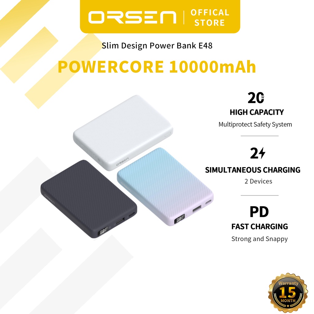Orsen E48 Backup Battery 10000mAh QC 3.0 PD 20W LED Display Power Pack ...