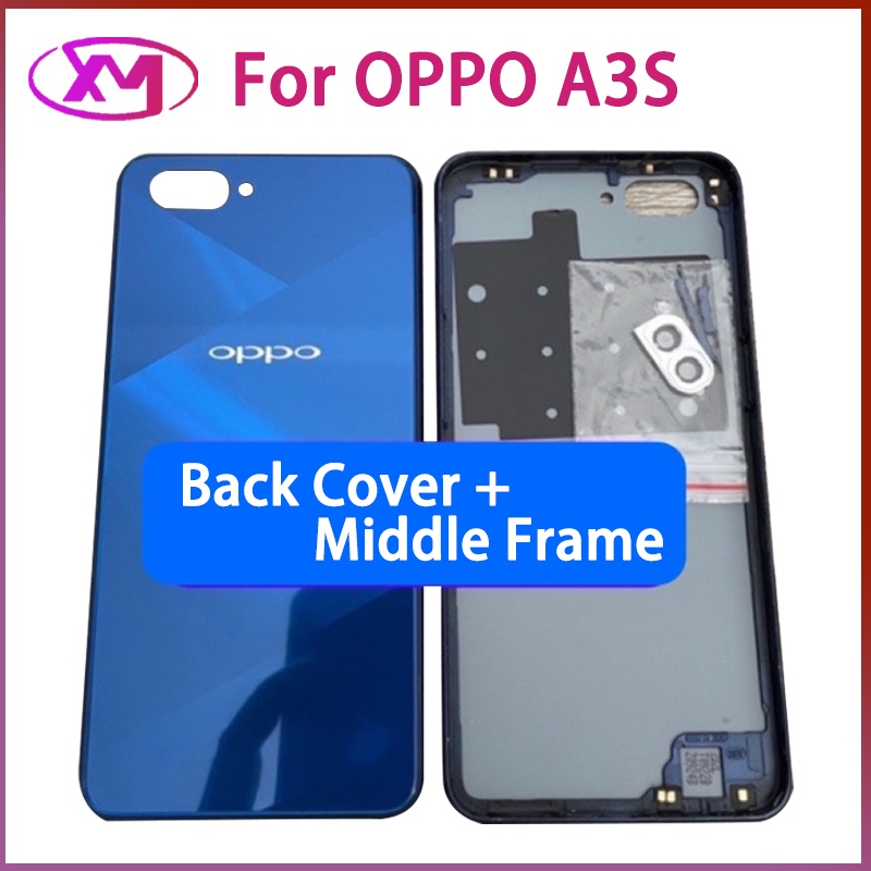 For OPPO A3S Back Battery Cover With Middle Frame Rear Panel Door ...