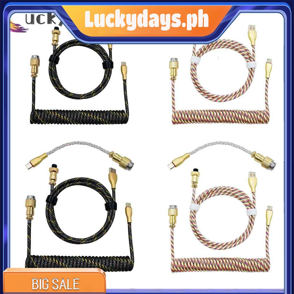 Type C USB Cable Mechanical Keyboard Coiled Spring Wire Aviator Data ...