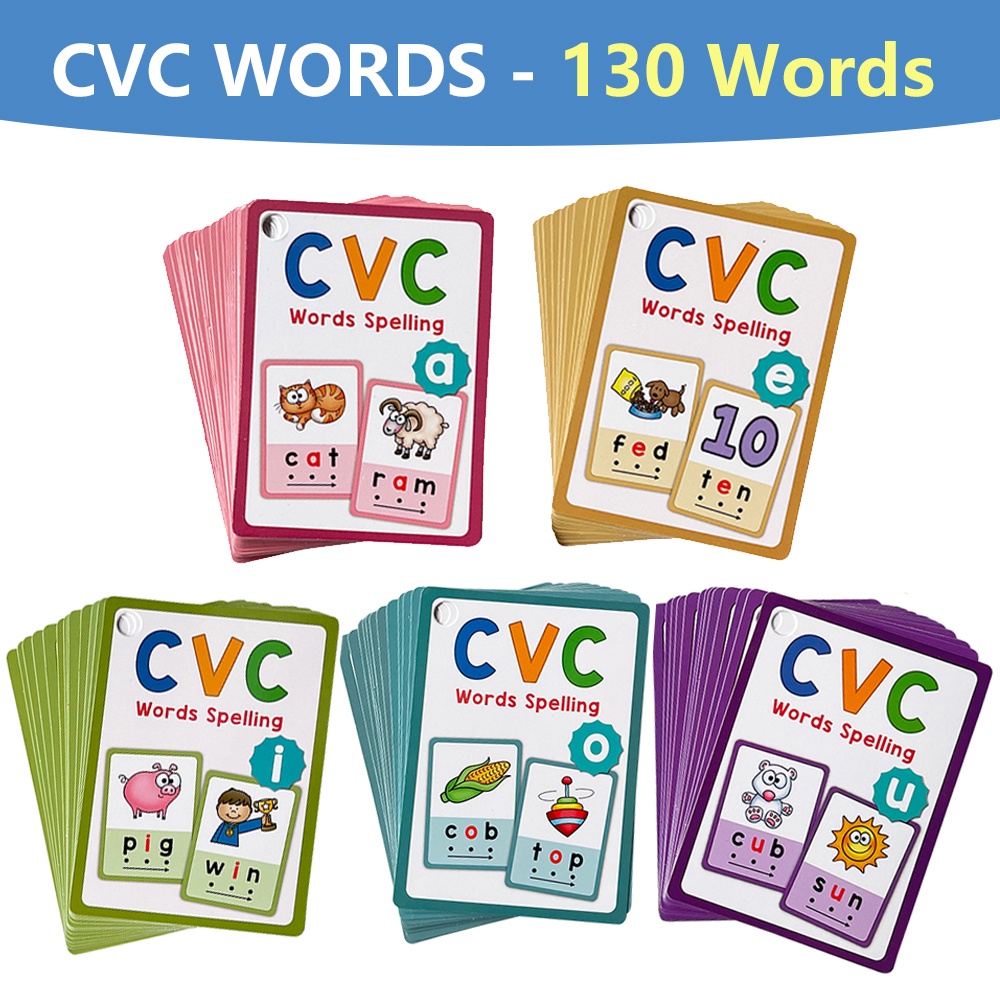 70Pcs CVC Words Phonics English Flashcards for Kids Children ...