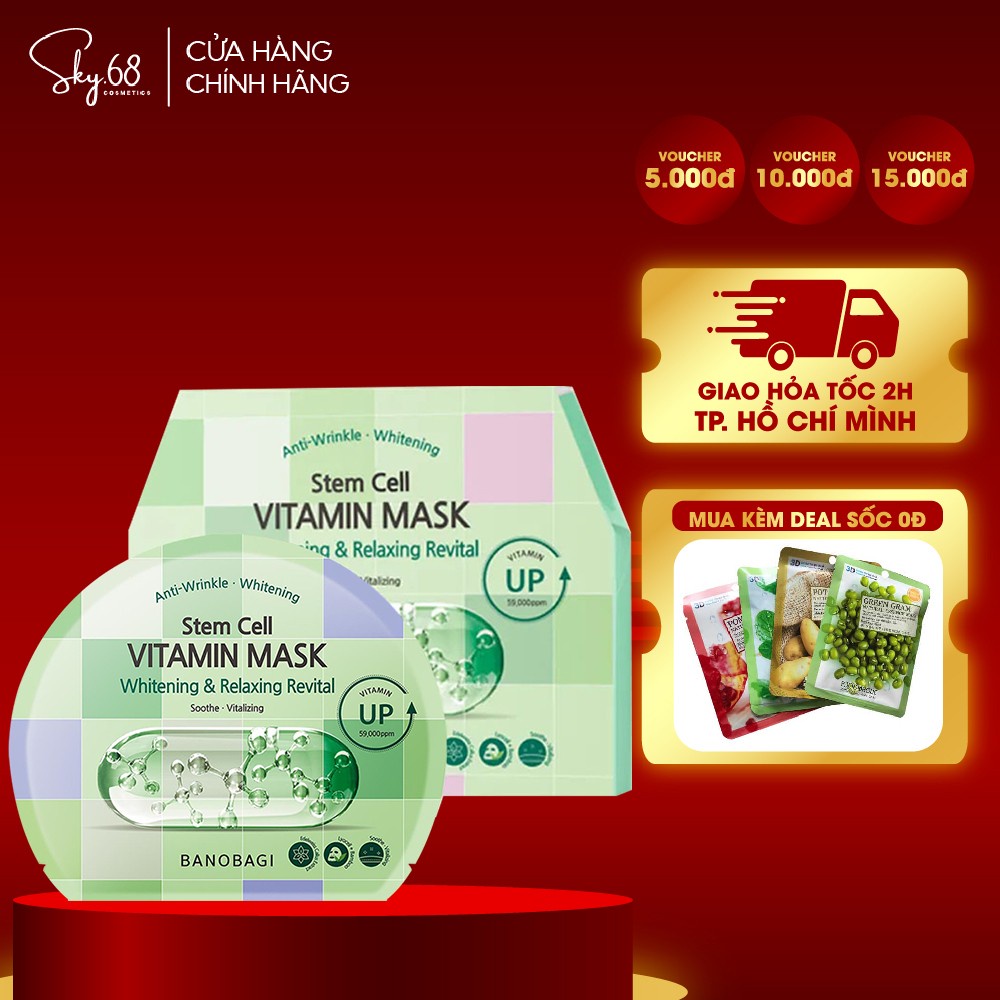 Box of 10 BANOBAGI Masks for Brightening and Relaxing Skin Stem Cell ...