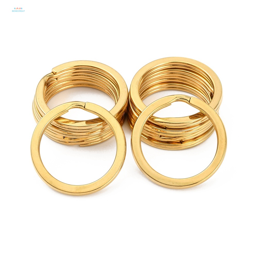 10pc 304 Stainless Steel Keychain Clasp Findings Split Key Rings Gold ...