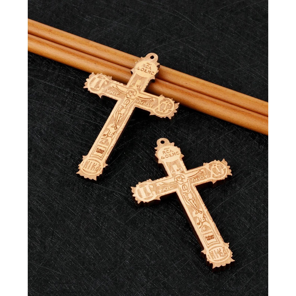 3Pcs/Lot Large Wooden Eastern Orthodox Crucifixion Cross Pendant for ...