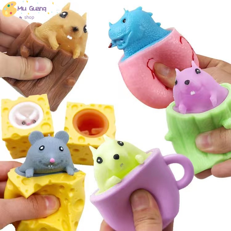 904 Cheese Mouse Toys Cute Squishy Toys Funny Rat Cup Squeeze Cup Toys ...