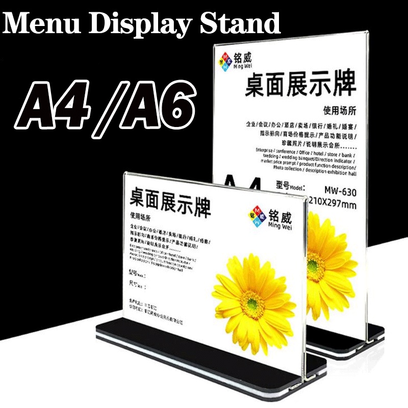 【COD】A6 Menu Holder Display Acrylic Sign Holder Note Holder Table ...