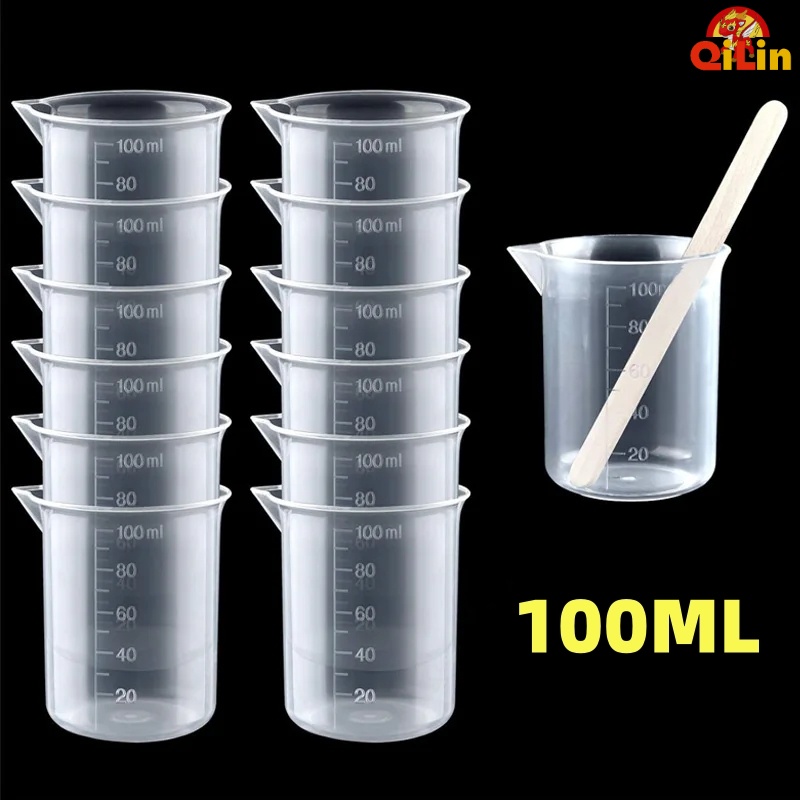 QILIN 100ML Scaled Measuring Cup Plastic Capacity Cup Liquid Container ...