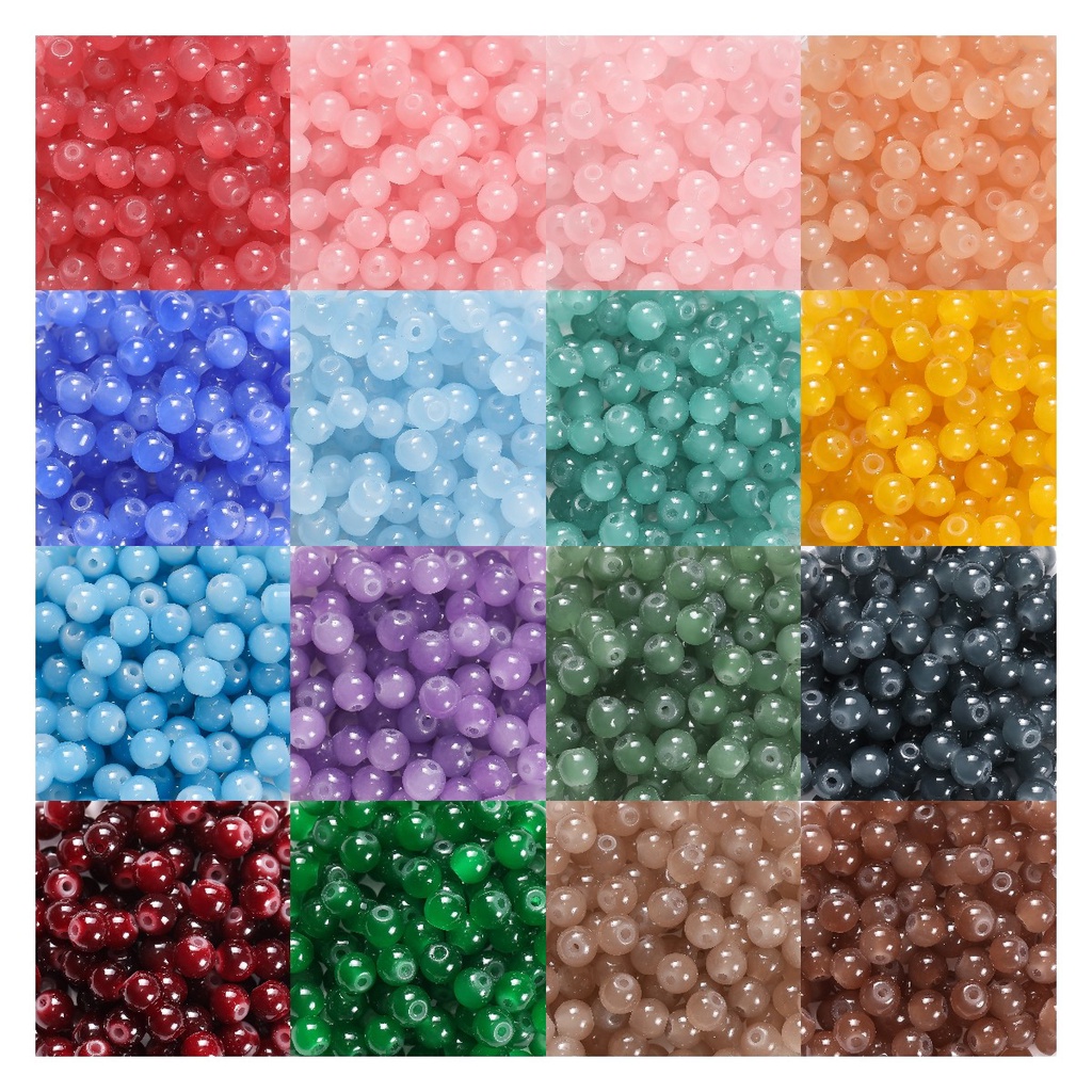 St. kunkka 30Pcs 6/8/10mm Imitation Jade Glass Beads Solid Color Jelly ...