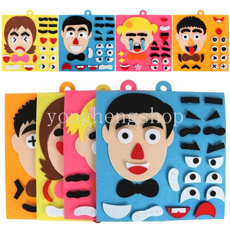 Creative Emotion Change Puzzle Handmade DIY Toys Cartoon Facial ...
