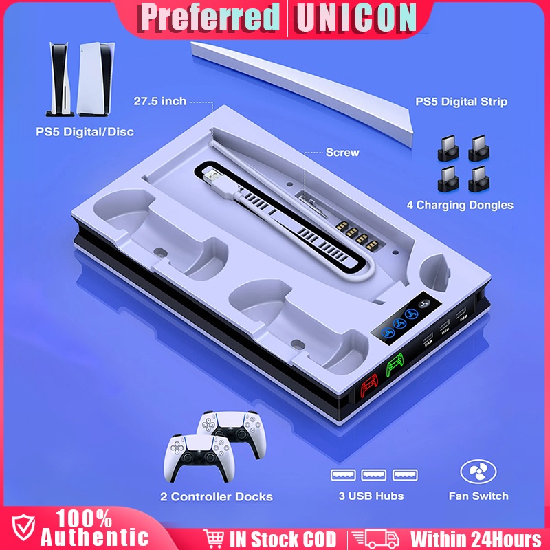PS5 Multifunctional 2 Cooling Fan Base Dual Controllers Charging Dock ...
