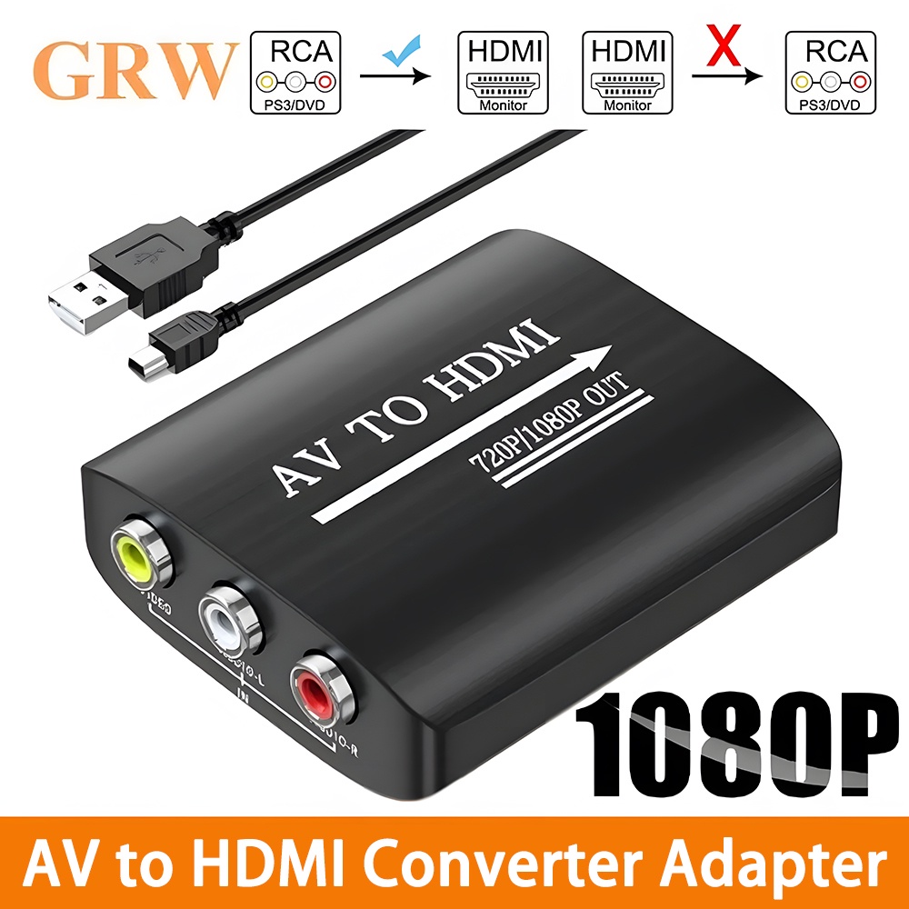 HD 1080P AV to HDMI RCA To HDMI Composite Adapter Converter With USB ...