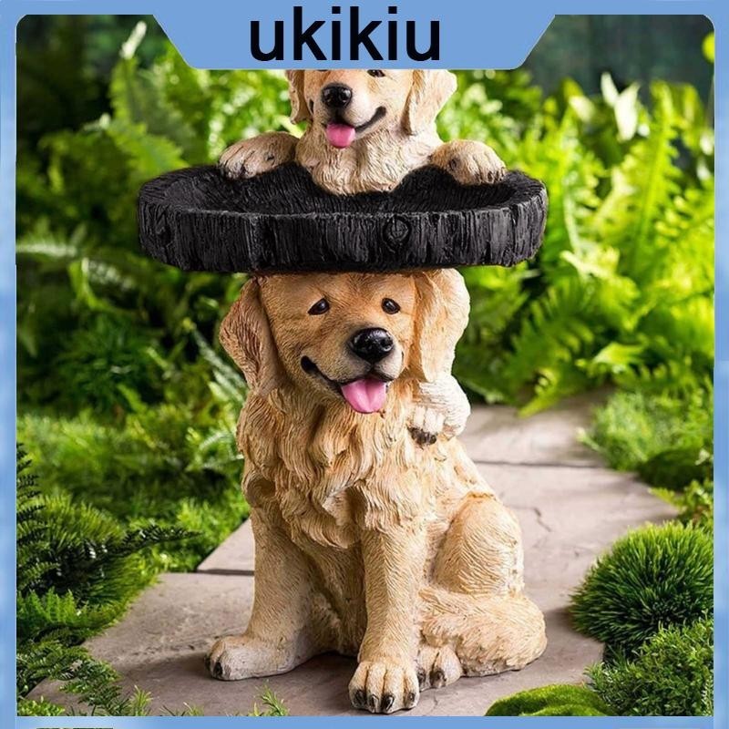 UKI Playful Garden Dog Statues Puppies Birdbath Polyresin Outdoor Bird ...