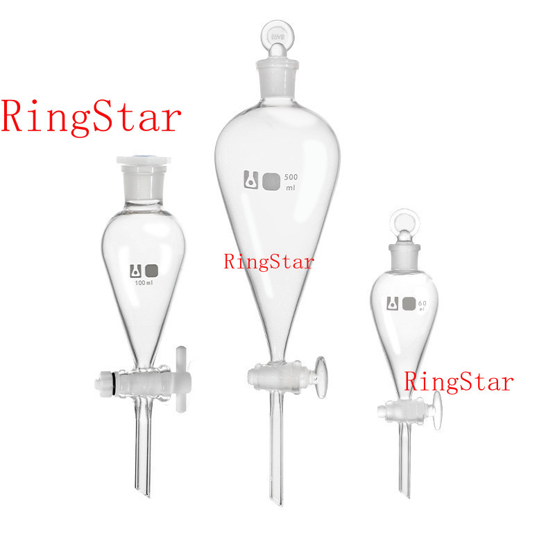 Glass Pear-Shaped Separator Funnel Teflon Piston Pear-Shaped Funnel 50 ...