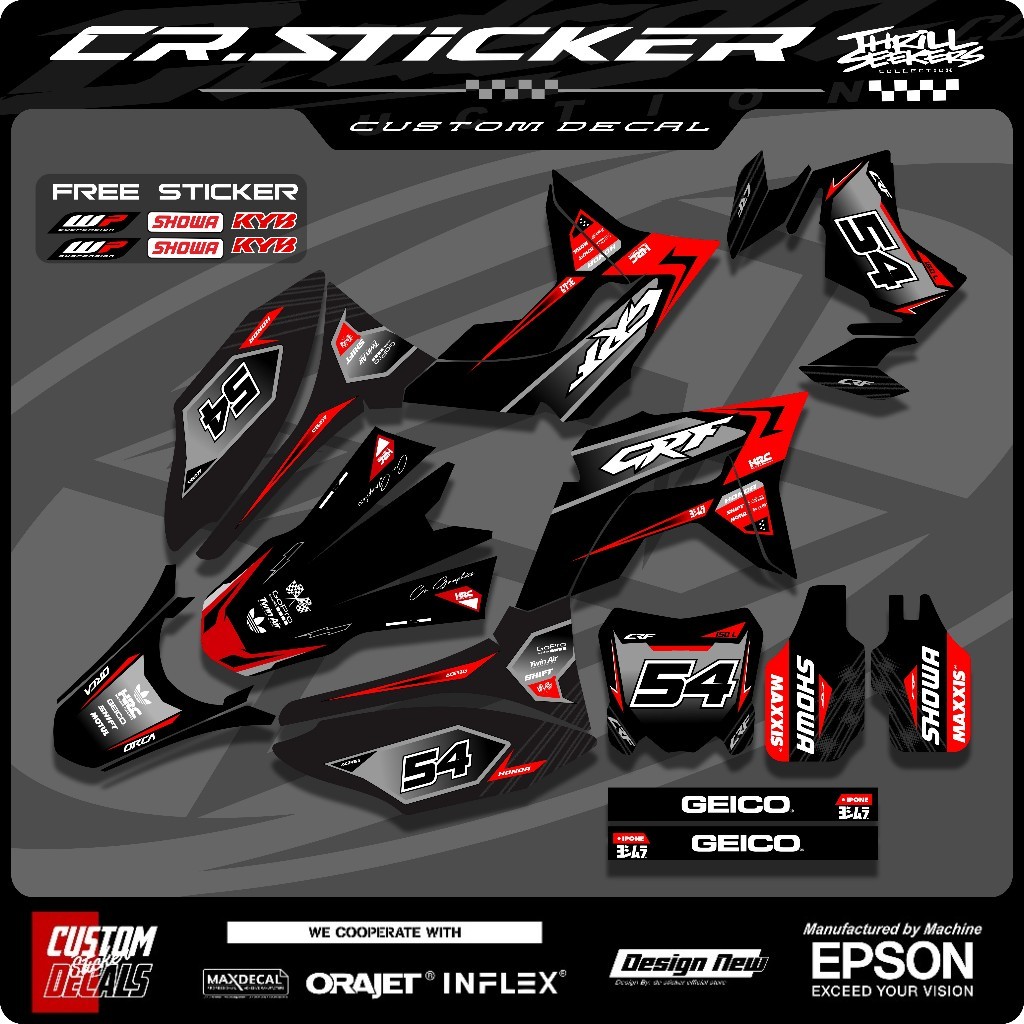 Decal Sticker crf 150 L / Decal crf custom Full Body Super Glossy ...