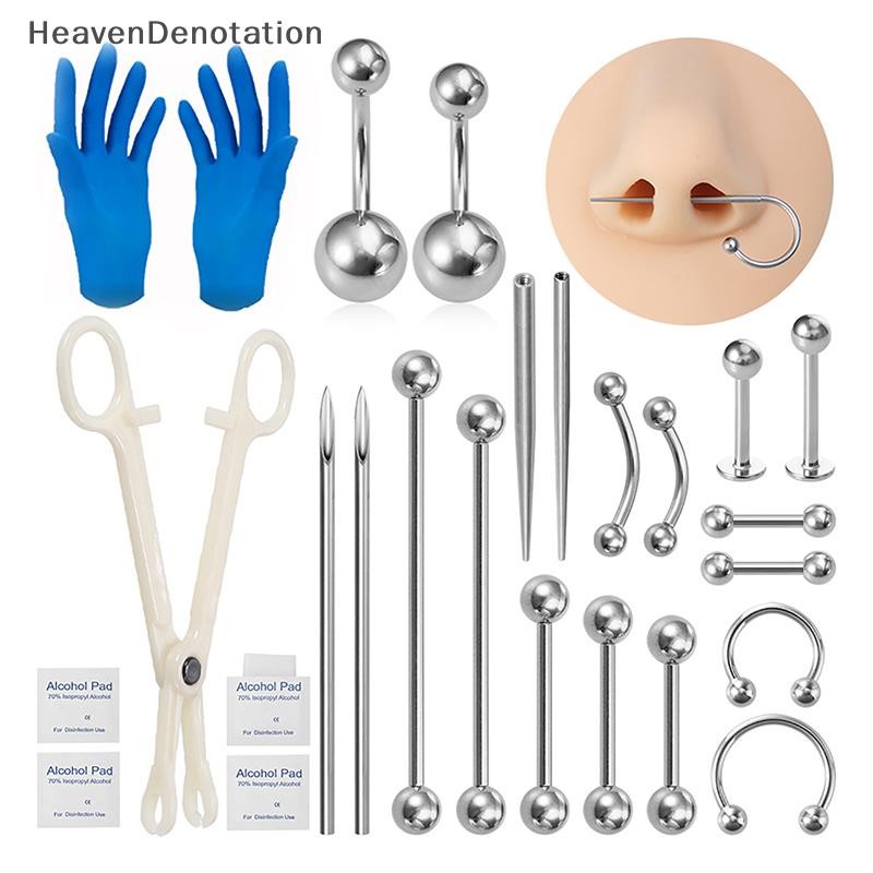 HCC Body Piercing Kit Surgical Steel Threaded Taper Pin Lip Nose Tongue Cartilage Eyebrow Navel ...